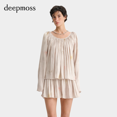deepmoss气幻影水泽褶皱长袖