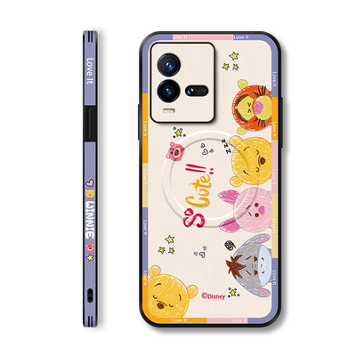 美赞仕迪士尼适用iqoo11手机壳reno9新款magsafe磁吸oppo三星s22皮纹16防摔vivo保护套pro荣耀magic4维尼熊