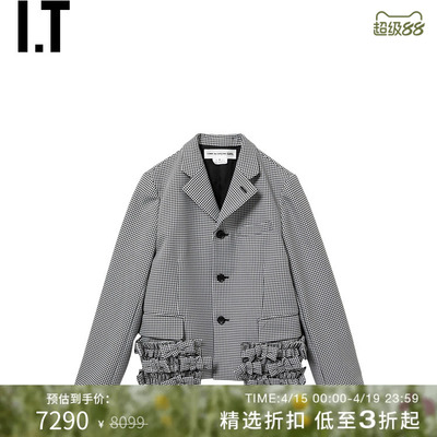 IT CDG COMME des GARCONS GIRL女装千鸟格西装夹克合身外套新款