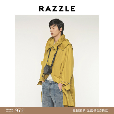 RAZZLE 地素奥莱男装工装风衣夏季黄色男款中长风衣