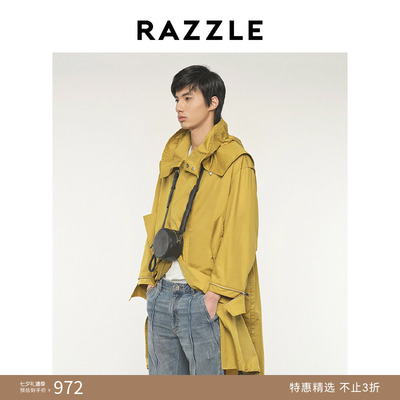 RAZZLE 地素奥莱男装工装风衣夏季黄色男款中长风衣