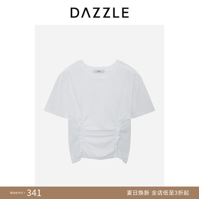 【奥莱专供】DAZZLE 地素奥莱短袖T恤白色立裁短袖T恤