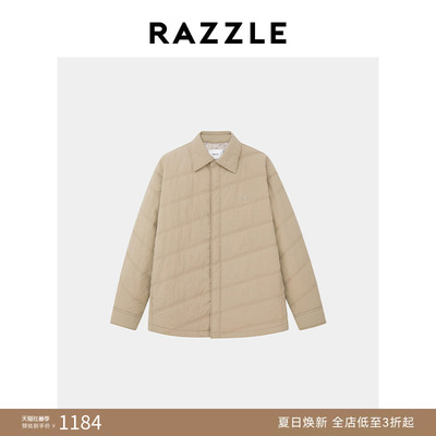 RAZZLE地素奥莱男装棉服外套冬季浅卡其色绗缝轻薄棉服