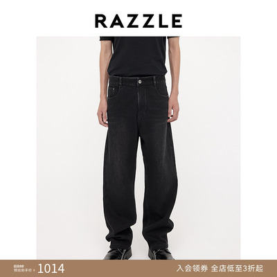 RAZZLE 地素奥莱男装黑色2025春季牛仔直筒裤
