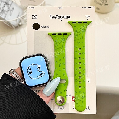 喝酒猫咪适用iwatchs11小蛮腰10苹果手表表带s9硅胶7Applewatch8