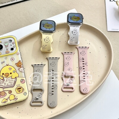 卡通鼻孔鸡适用iwatchs11/10苹果手表表带SE硅胶Applewatchs9/8/7