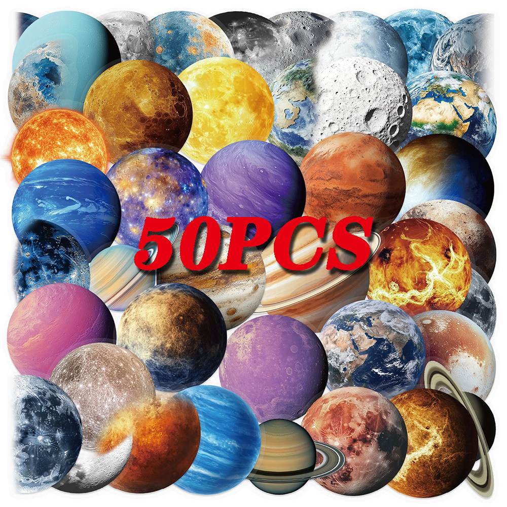 50PCS卡通星球贴纸笔记本个性装饰贴纸宇宙空间主题