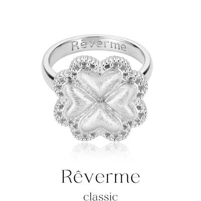 Rêverme  Classic 复古时尚飞丝工艺四叶草开口戒指/李昊同款