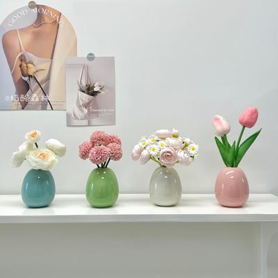 奶油风陶瓷小花瓶房间改造小物件