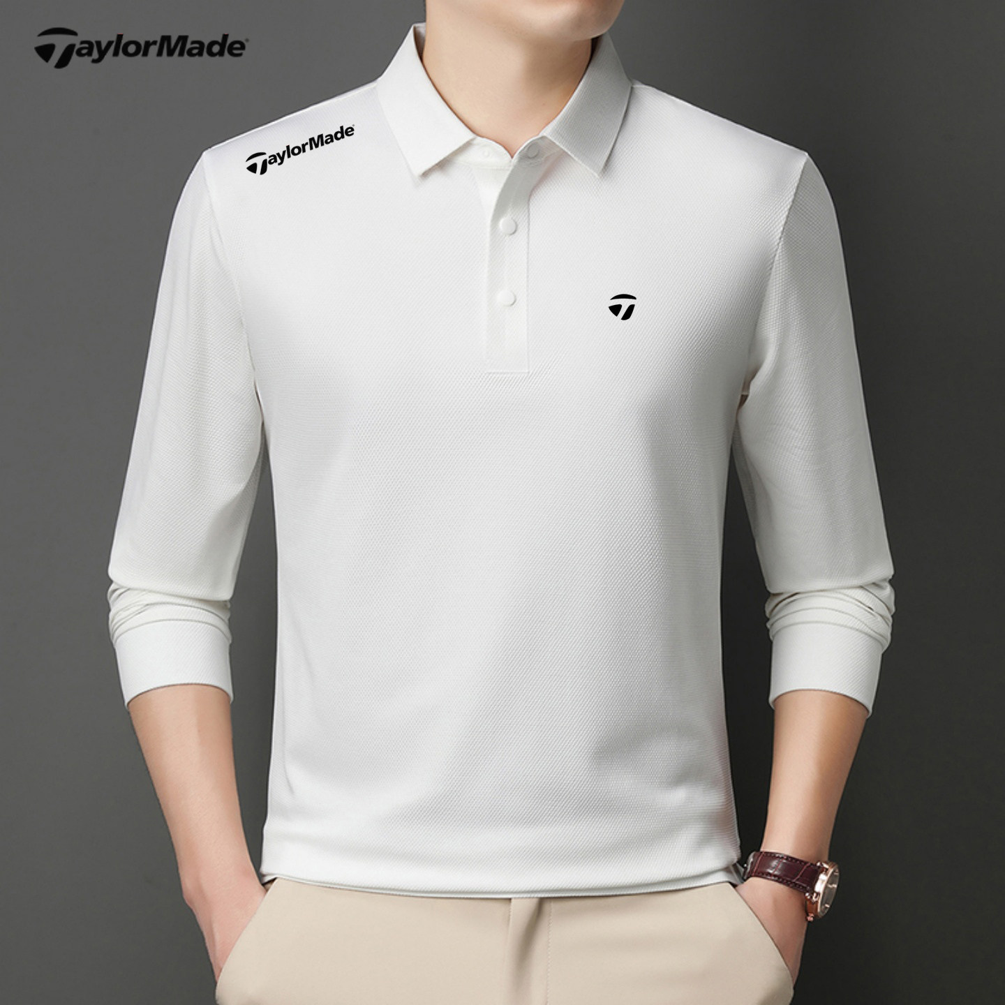 Taylormade泰勒梅高尔夫秋季男装无痕速干长袖polo衫运动休闲t恤