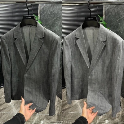 8229春季新款男士时尚高端百搭高品质亚麻混纺修身西服