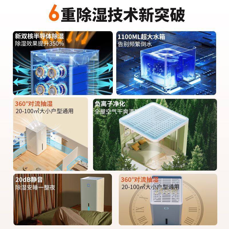 VCJ除湿机家用小型卧室抽湿机干燥去湿室内吸湿器空气除潮神器