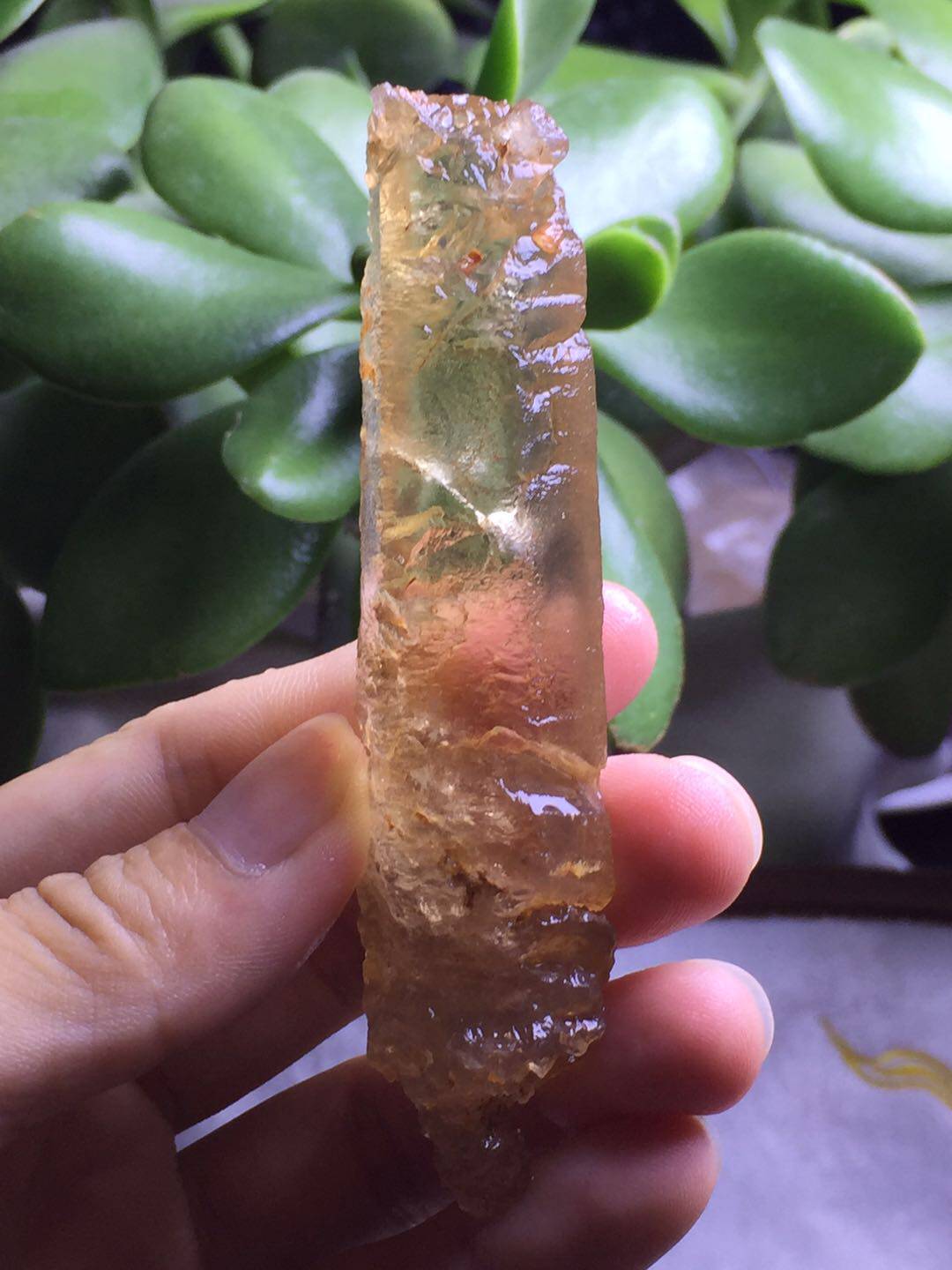 天然赞比亚涅槃黄水晶骨干原石梵天透体冰糖晶腐蚀纹水晶柱