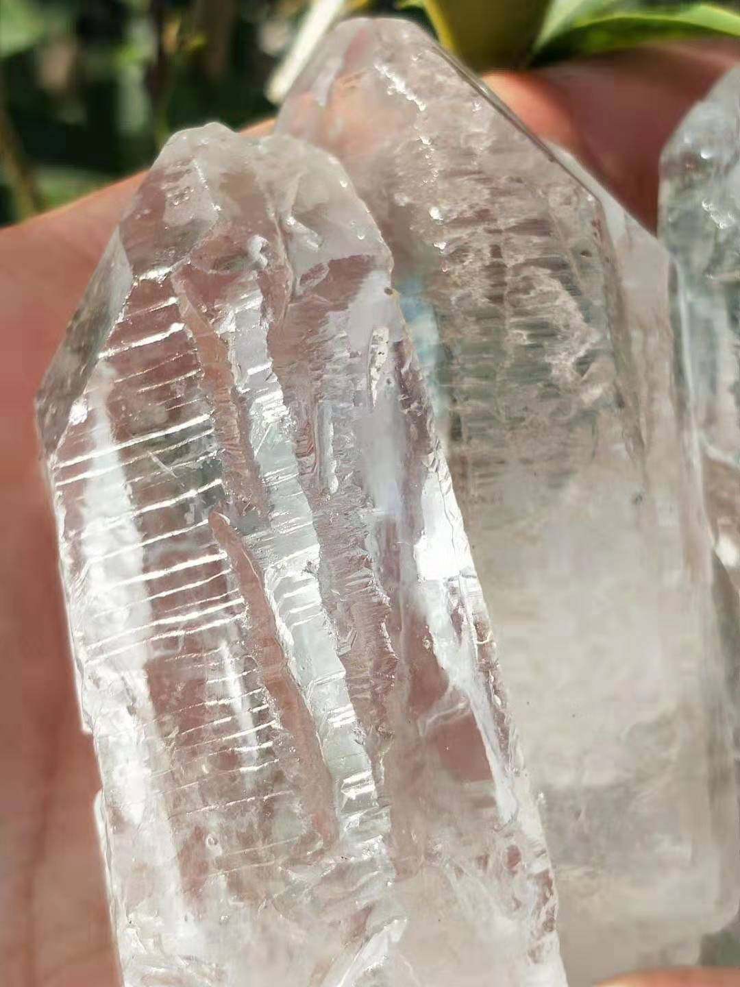 天然白水晶骨干原石喜马拉雅冰糖晶腐蚀纹涅槃水晶柱超亮尖端完整