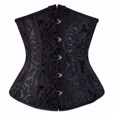 Women Gothic Sexy Satin Underbust Corset Bustier Waist Cinch