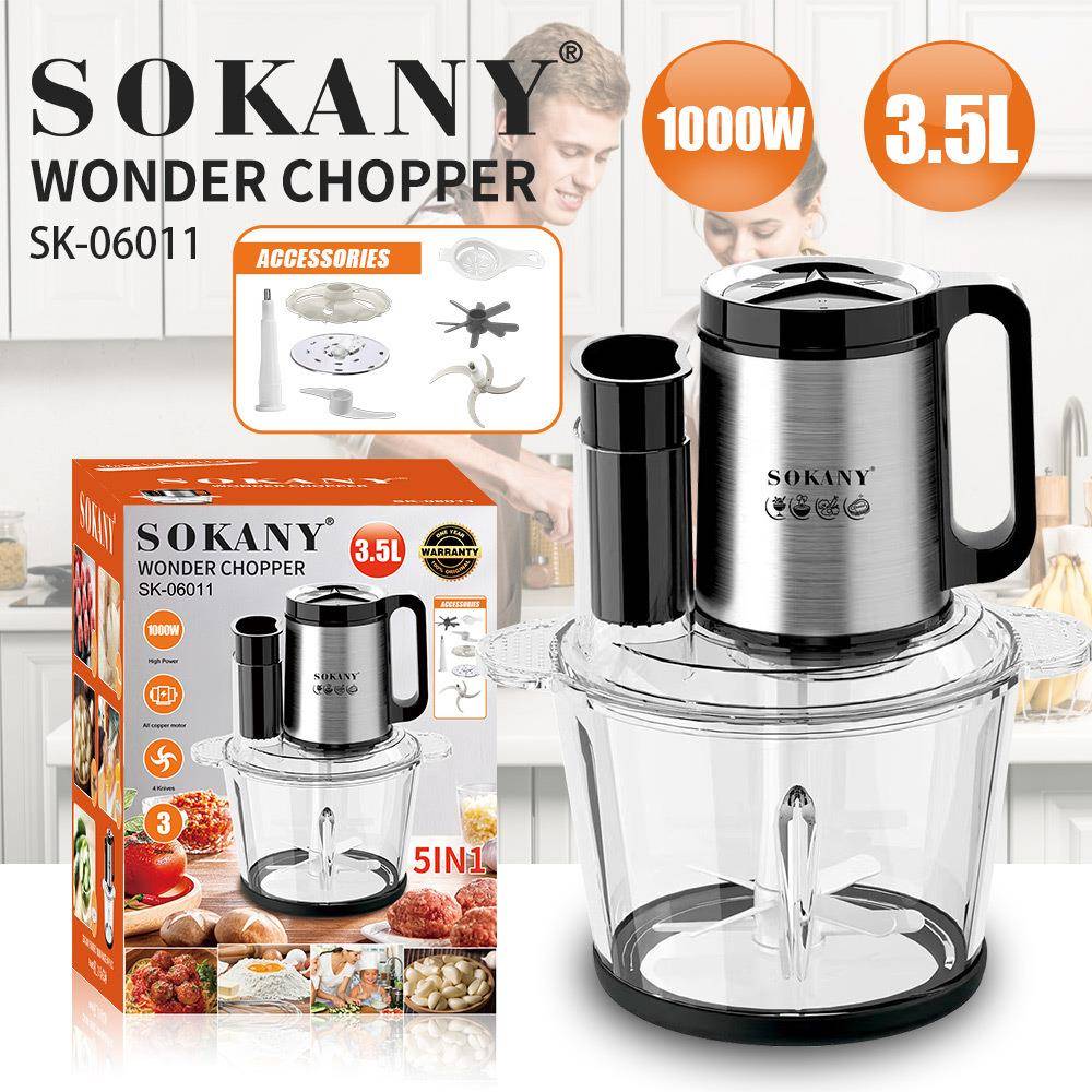 出口SOKANY06011绞肉机3.5L多功能切菜器切丝切片料理机搅拌机