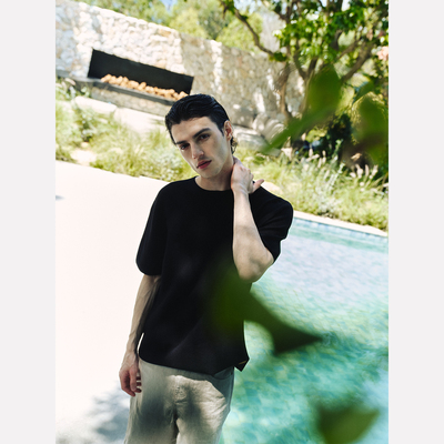 Manifold桑蚕丝天丝醋酸混纺短袖