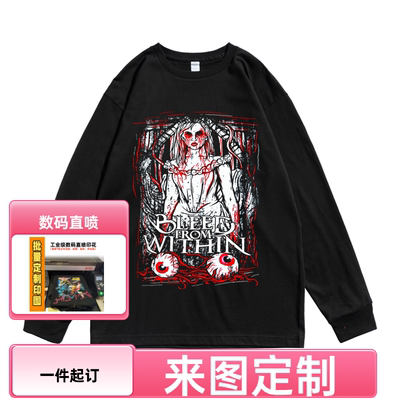 来图定制摇滚金属Bleed from Within从内部出血乐队印花长袖T恤