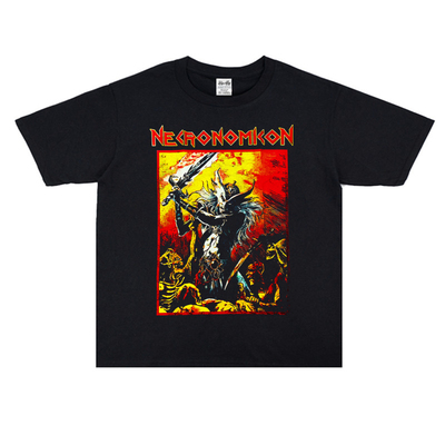 死亡金属摇滚Necronomicon乐队印花圆领T恤短袖宽松纯棉男女同款
