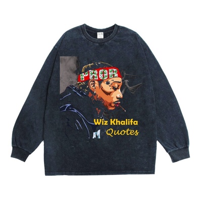 WizKhalifa印花长袖T恤