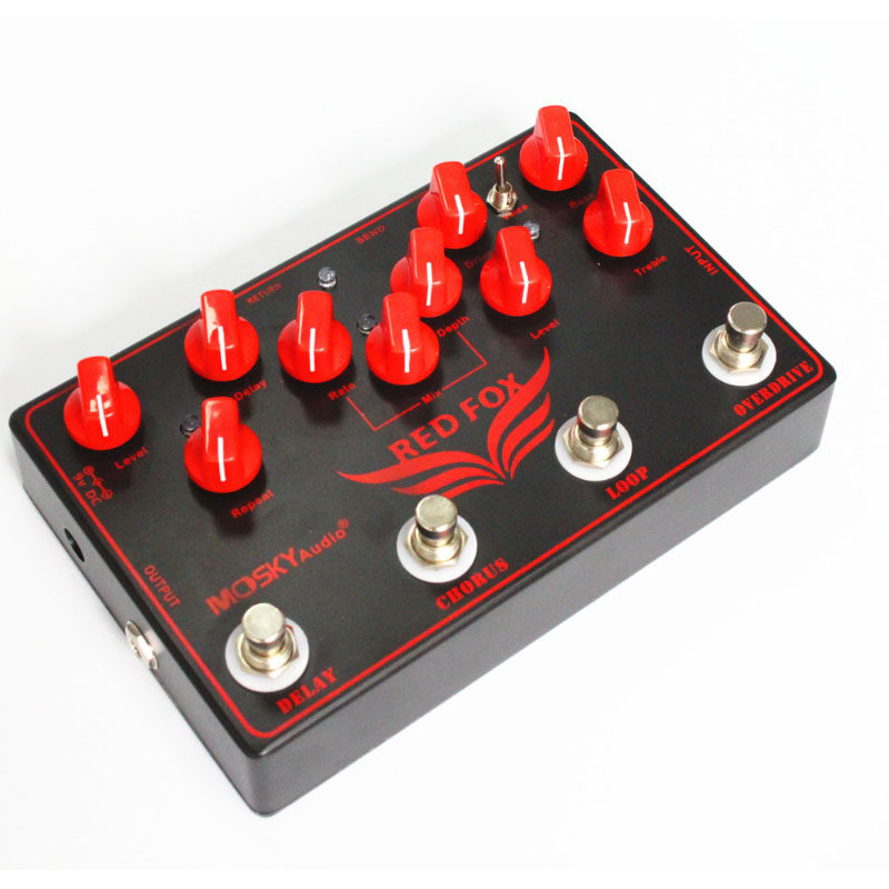 MOSKY RED FOX 电吉他综合效果器 过载+合唱+延迟 4合1组合效果器