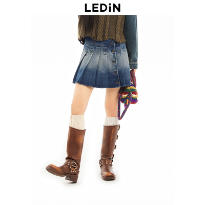 【清仓】乐町复古洗水牛仔短裙冬季女生时尚半身裙C2GED4101