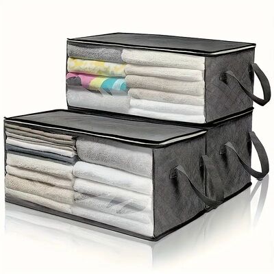 Large Capacity Foldable Storage Bin Clear Window Durable Fab