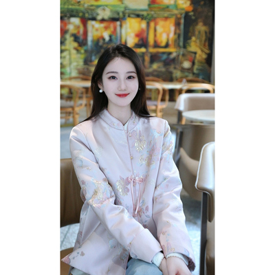 《七七定制》时尚冬季中式气质复古加厚加棉保暖外套7215