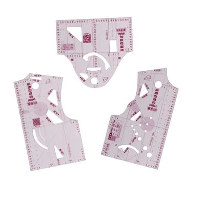 3pcs Mini Plastic Clothing Designs Ruler Tailor Ruler Measur