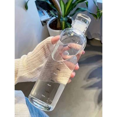 500ml/16.9oz Transparent Plastic Sport Water Bottle Time Mar