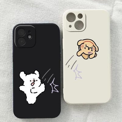 线条小狗情侣手机壳适用