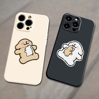 线条小狗情侣手机壳适用