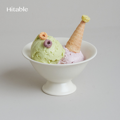 Hitable云上高脚碗陶瓷甜品碗冰激凌碗高颜值微哑光燕麦酸奶碗
