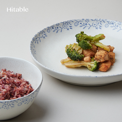 Hitable凡花深盘不规则陶瓷复古创意餐盘家用套装餐厅酒店菜盘