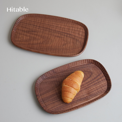 Hitable黑胡桃木盘整木手工雕刻托盘椭圆形下午茶点心咖啡盘餐盘