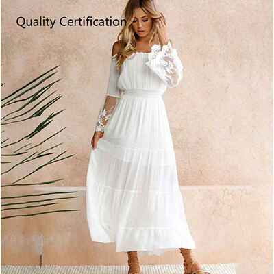 leeve Loose White Beach Dress Sexy Off Shoulder dress
