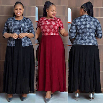 Pius size dress for women big size lady clothes mom print 裙