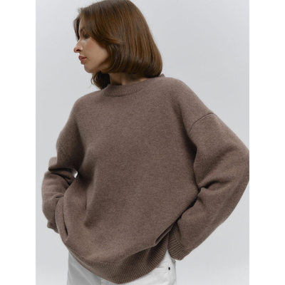 Loose round neck sweater圆领毛秋冬宽松保暖简约套头针织毛衣女