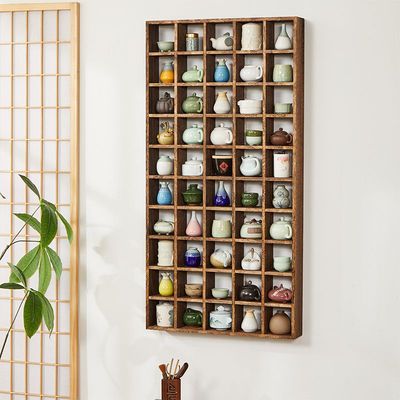 博古架实木新中式挂墙壁挂式多宝阁茶架茶壶架墙上置物架茶杯架子