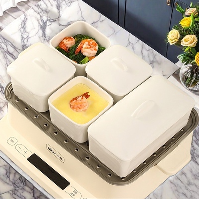 食品级陶瓷蒸鸡蛋羹蒸蛋专用碗电蒸锅宝宝辅食蒸碗小分格方形炖盅