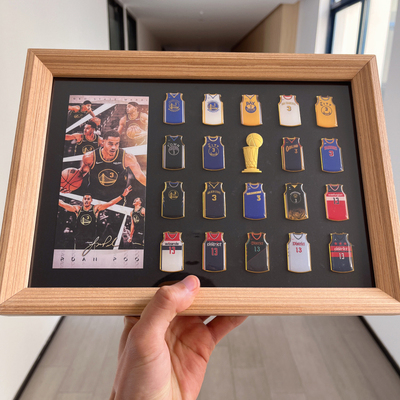 普尔勇士奇才球衣徽章创意球迷胸针原创装裱实木相框桌面摆台礼物