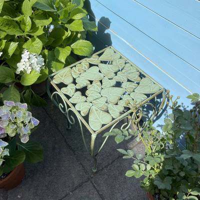 美式乡村复古铁艺树叶花盆架 阳台花园客厅庭院落地装饰花凳.ji.