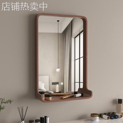 9sa【9958人收藏】简约浴室镜子实木卫生间镜子化妆镜壁挂洗手台l