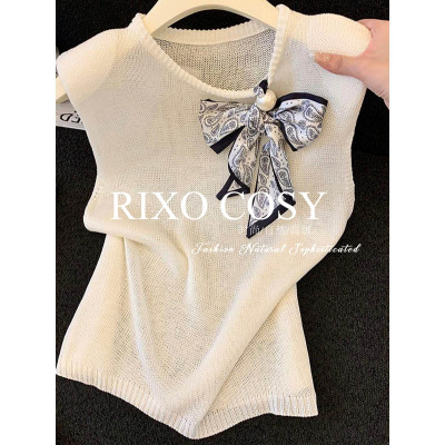 RIXO COSY 针织衫背心女夏季2026新款薄款高级感无袖圆领垫肩上衣