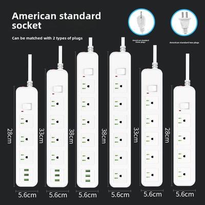 美国标准插座排接线板电源过载保护USB快充台湾日本电源排