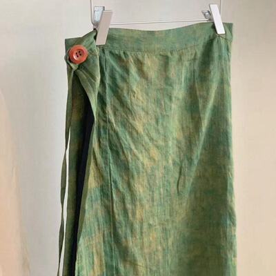 一一善身裙扎染系带文艺复古低调印花一片式裹身半身裙26080123LZ