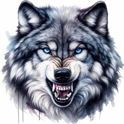 狼头猛兽贴画防水装饰贴纸