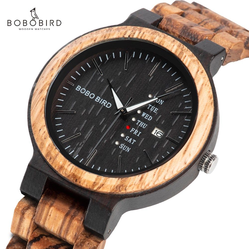 Bobo Bird Wood Men Watch Auto Date Men's Watches for Man Wa_虎窝淘