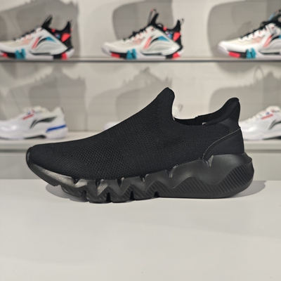 李宁休闲鞋2024夏季新款男子轻便网面透气一脚蹬运动鞋AGCU257