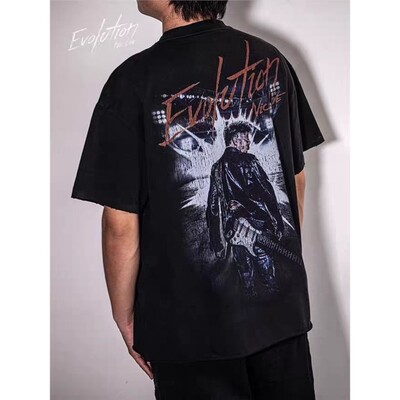 2026进化演唱会谢霆锋同款T恤短袖evolution夏季男女纯棉做旧衣服